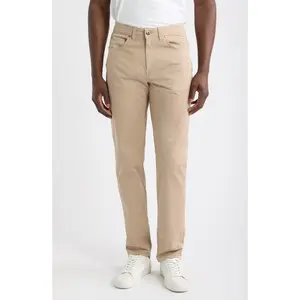 Bugatchi Five Pocket Stretch Cotton Pants - Cobblestone