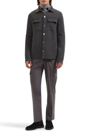 Bugatchi Wool & Cashmere Button-front Cardigan - Storm