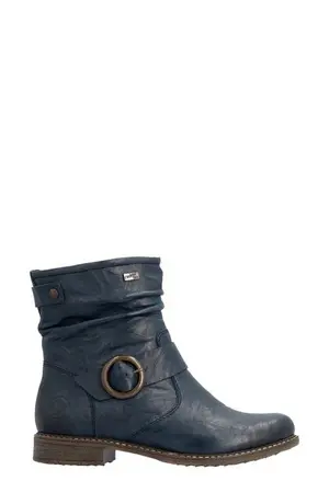 RIEKER Ornella 57 Leather Buckled Zip Up Bootie - Ozean