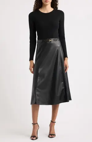 Elie Tahari The Quinn Mixed-media Faux Leather Dress - Noir
