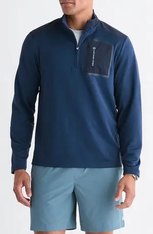 Vineyard Vines Grid-tech Quarter Zip Pullover - Blue Blazer