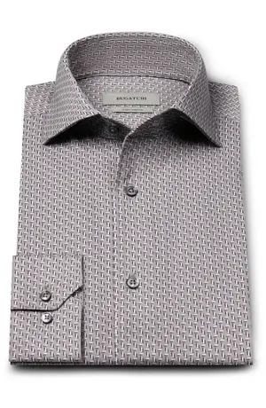 Bugatchi Devon Ooohcotton® Geo Print Button-up Shirt - Cement