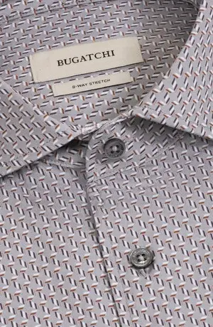 Bugatchi Devon Ooohcotton® Geo Print Button-up Shirt - Cement