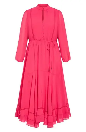 City Chic Yasmin Maxi Dress - Lipstick