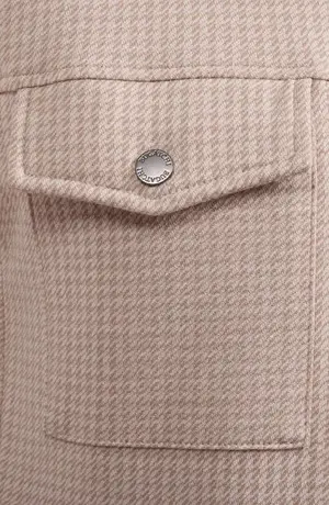 Bugatchi Houndstooth Full-zip Blouson Jacket - Cobblestone