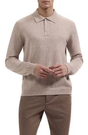 Bugatchi Quarter Zip Wool Polo Sweater - Moss