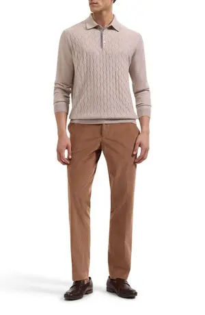 Bugatchi Silk & Merino Wool Polo Sweater - Cashmere