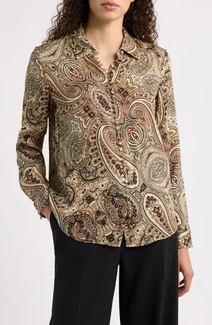 Elie Tahari The Pria Silk Blend Printed Shirt - Folklore