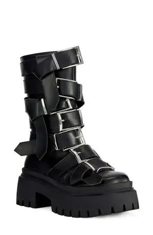AZALEA WANG Alcetasa Faux Leather Buckle Boot