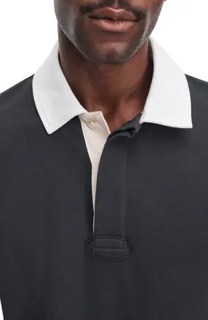 Rag & Bone Classic Long Sleeve Pima Cotton Piqué Rugby Polo