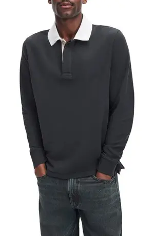 Rag & Bone Classic Long Sleeve Pima Cotton Piqué Rugby Polo