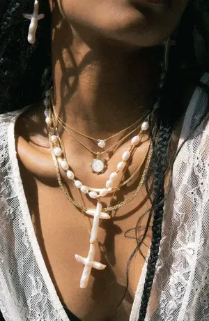 CHILD OF WILD Keishi Pearl Drop Necklace - Gold