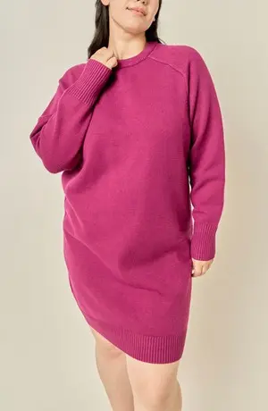 English Factory Knit Minidress - Wine