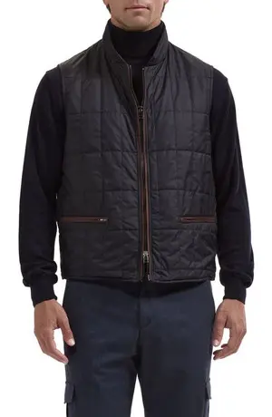 Bugatchi Full Zip Padded Vest - Navy