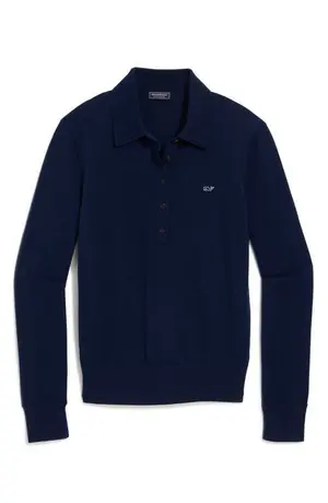 Vineyard Vines Cotton And Cashmere Polo Sweater - Nautical Navy