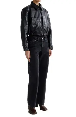 AGOLDE Nahla Cropped Recycled Leather Blend Jacket