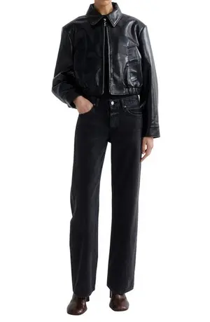 AGOLDE Nahla Cropped Recycled Leather Blend Jacket