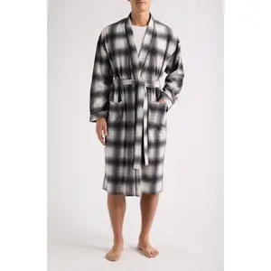 Majestic International Textured Microfleece Kimono Robe Black