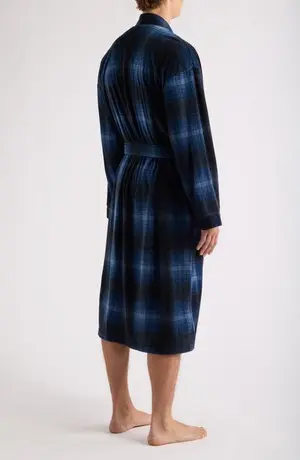 Majestic International Textured Microfleece Kimono Robe - Blue
