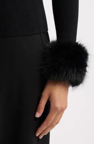 Elie Tahari The Savannah Faux Fur Cuff Sweater