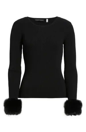 Elie Tahari The Savannah Faux Fur Cuff Sweater