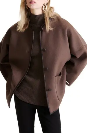 Marella Wool Blend Collarless Coat - Brown