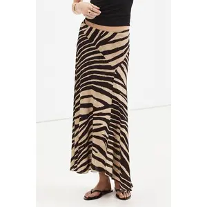 Mango Asymmetric Midi Skirt - Black