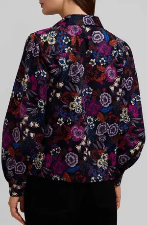 Foxcroft Alix Long Sleeve Autumn Floral Poplin Top