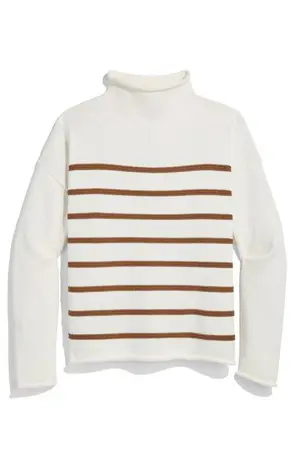 Vineyard Vines Striped Mock Neck Sweater - Marshmallow/coconut