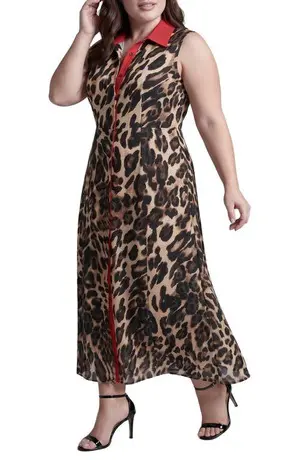 STANDARDS & PRACTICES Print Sleeveless Shirt Dress