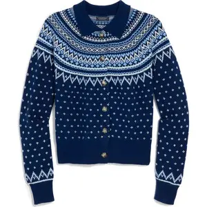 Vineyard Vines Fair Isle Polo Cardigan - Nautical Navy