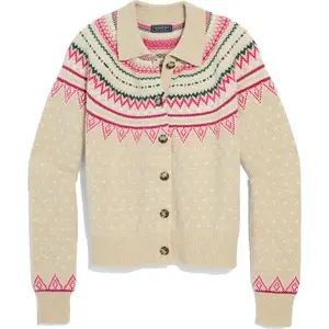 Vineyard Vines Fair Isle Polo Cardigan - Oatmeal Heather