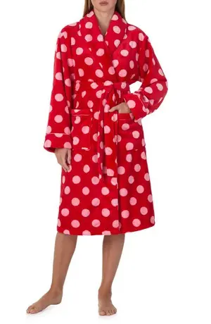 Kate Spade New York Long Fleece Robe - Red Multi