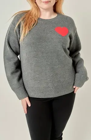 English Factory Heart Sweater - Charcoal