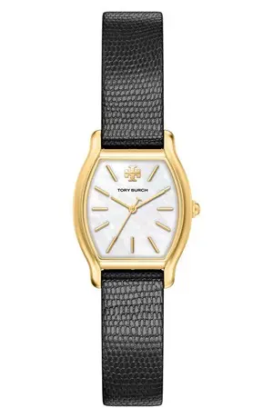 Tory Burch The Small Eleanor Small Curve Leather Strap Watch