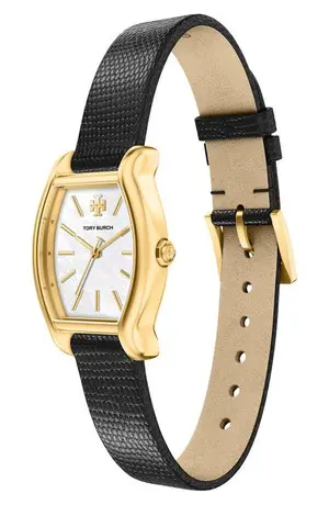 Tory Burch The Small Eleanor Small Curve Leather Strap Watch