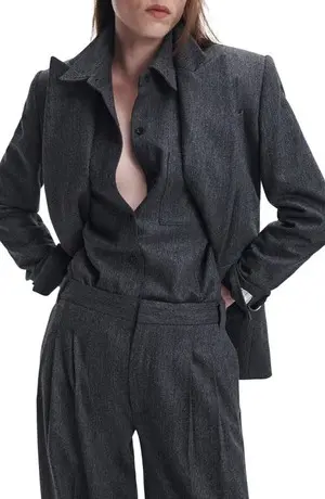 Rag & Bone Lawrence Wide Leg Wool Blend Tailored Pants