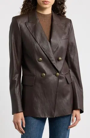 Kobi Halperin Alyson Faux Leather Double Breasted Blazer