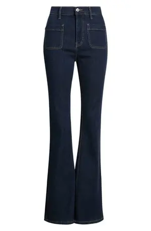 Warp + Weft Mia Patch Pocket High Waist Flare Jeans - Long Gone