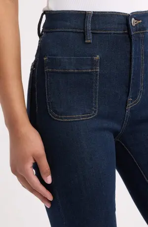 Warp + Weft Mia Patch Pocket High Waist Flare Jeans
