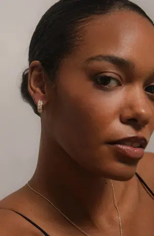 YOJ Kwarlo Mini Pave Hoop Earrings In And Crystals