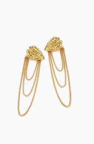 YOJ Atagi Face On Chain Stud Earrings - Gold
