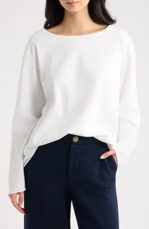 Frank & Eileen Ella Boatneck Top - White