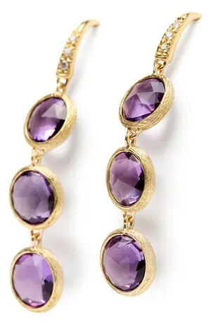 Marco Bicego Jaipur Color Amethyst & Diamond Three-drop Earrings