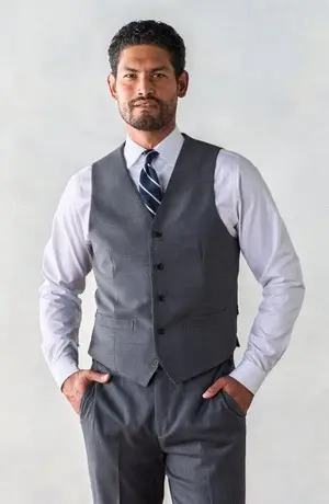 THE BLACK TUX Merino Wool Suit Vest - Grey