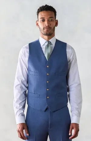 THE BLACK TUX Merino Wool Suit Vest - Light Blue