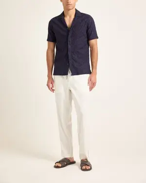 Orlebar Brown Maitan Broderie Relaxed-fit Shirt - Night Iris