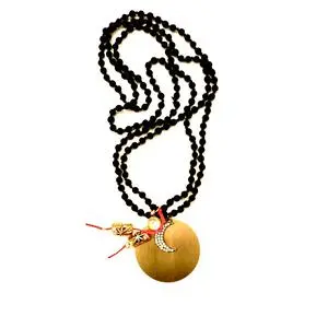 Persia Donà Jewelry Black / Gold Circle X Moon Necklace