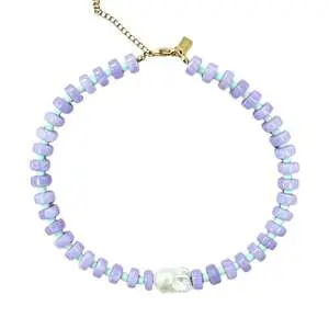 CHRISTINA GREENE Lavender Fields Baroque Pearl Beaded Necklace
