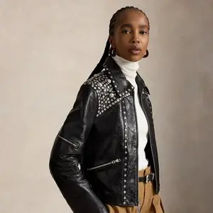 Ralph Lauren Studded Leather Moto Jacket